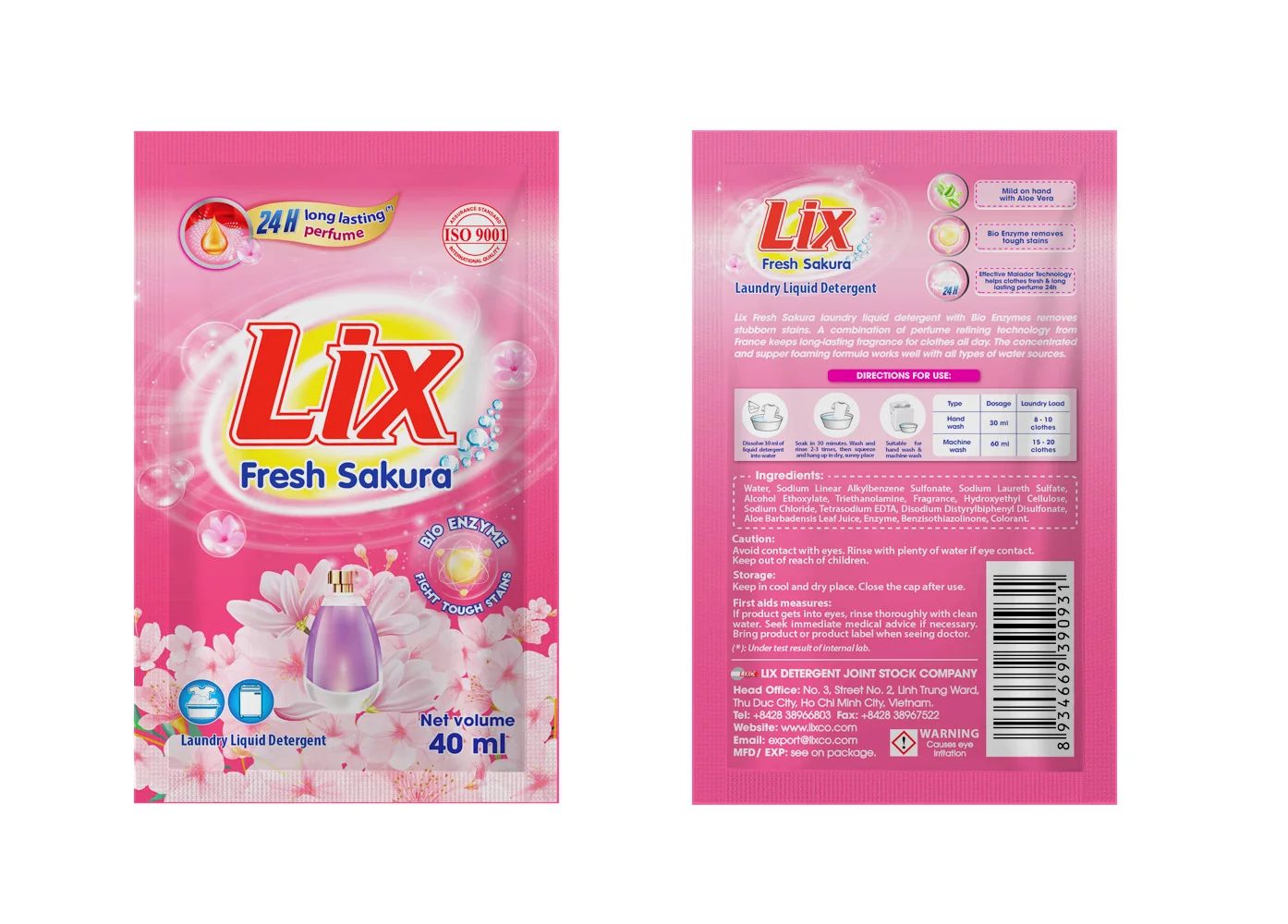LIX SAKURA High Quality 3KG Laundry Detergent Liquid Eye-Catching Bag and Sachet Packaging With ...