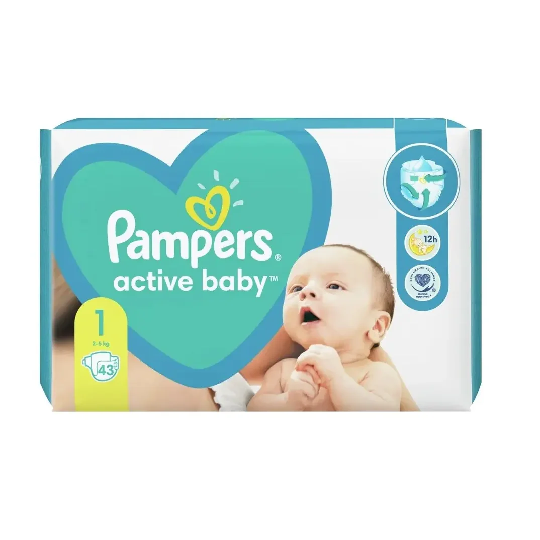 Pampers Active Baby Diapers 2-5kg Size 1 Newborn 43pcs - Buy Pampers ...