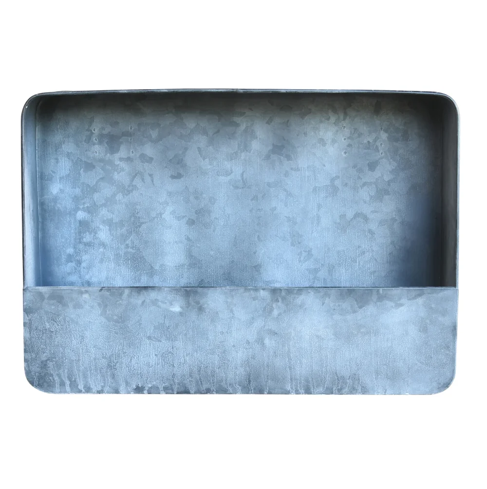 Handcrafted Metal Galvanized Rectangular Grey Decorative Wall Planter ...