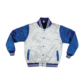 Blue And White Varsity Jacket Embroidery Baseball Letterman Jackets Men ...
