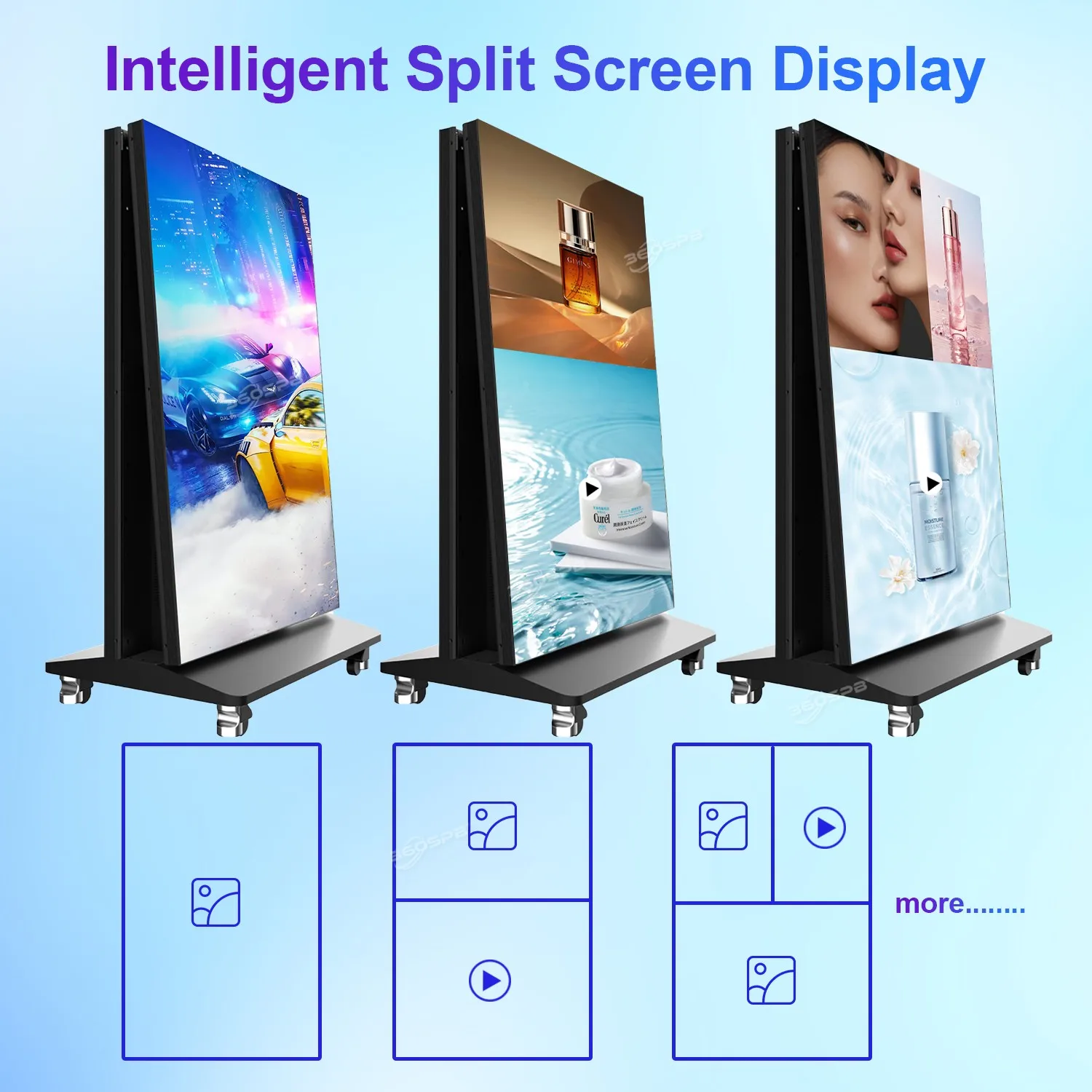 P1.86 Foldable LED Poster Display Digital Signage 80" Screen Android OS ...