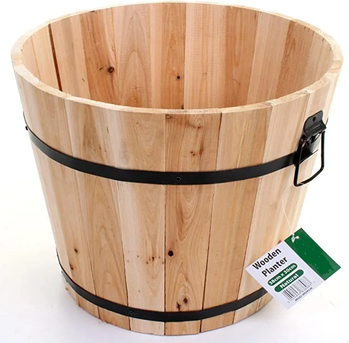 Wholesaler 100% Acacia Wooden Barrels Planters And Flower Bucket With ...