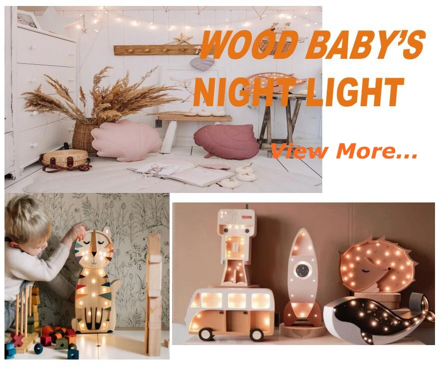 Pine Wooden 2aa Battery Operated Nursery Night Lamp Wood Tiger Table ...