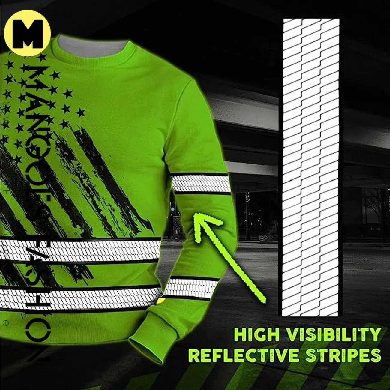 Uniform Company Reflective Green Flag Custom Name Logo Hi Vis Long ...