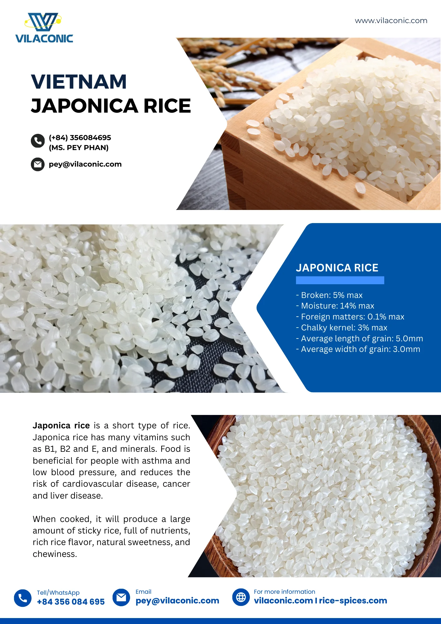 Vietnam Japonica Rice Superior Quality Fresh Specialty White Soft Short ...