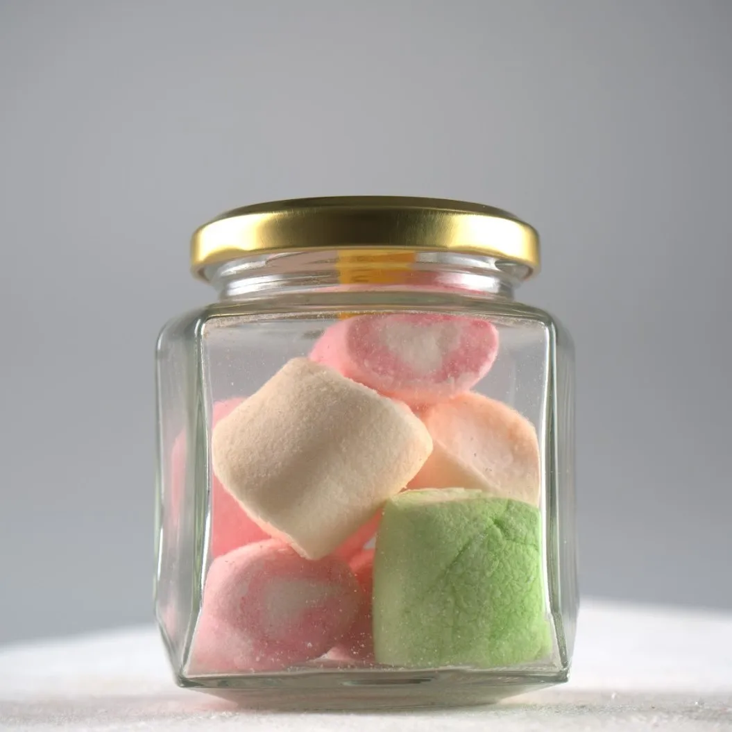 Hexagon Honey Jar Flat Airtight Glass Honey Jar With Gold Lids Jars ...