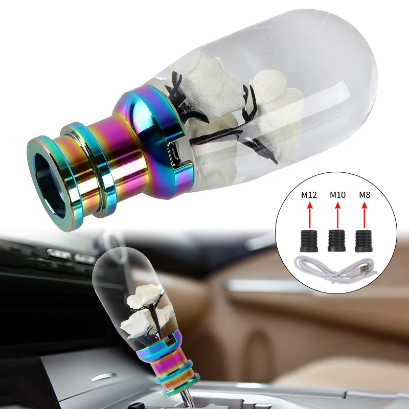 Brand New Clear LED Light Universal Gear Shift Knob Colorful Flower ...