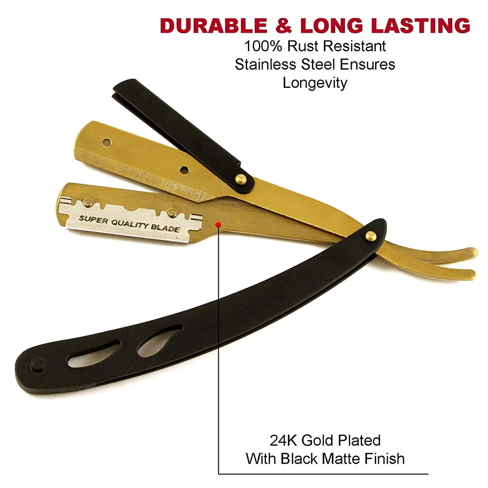 German Stainless Steel Straight Edge Barber Shaving Razors Single Edge ...