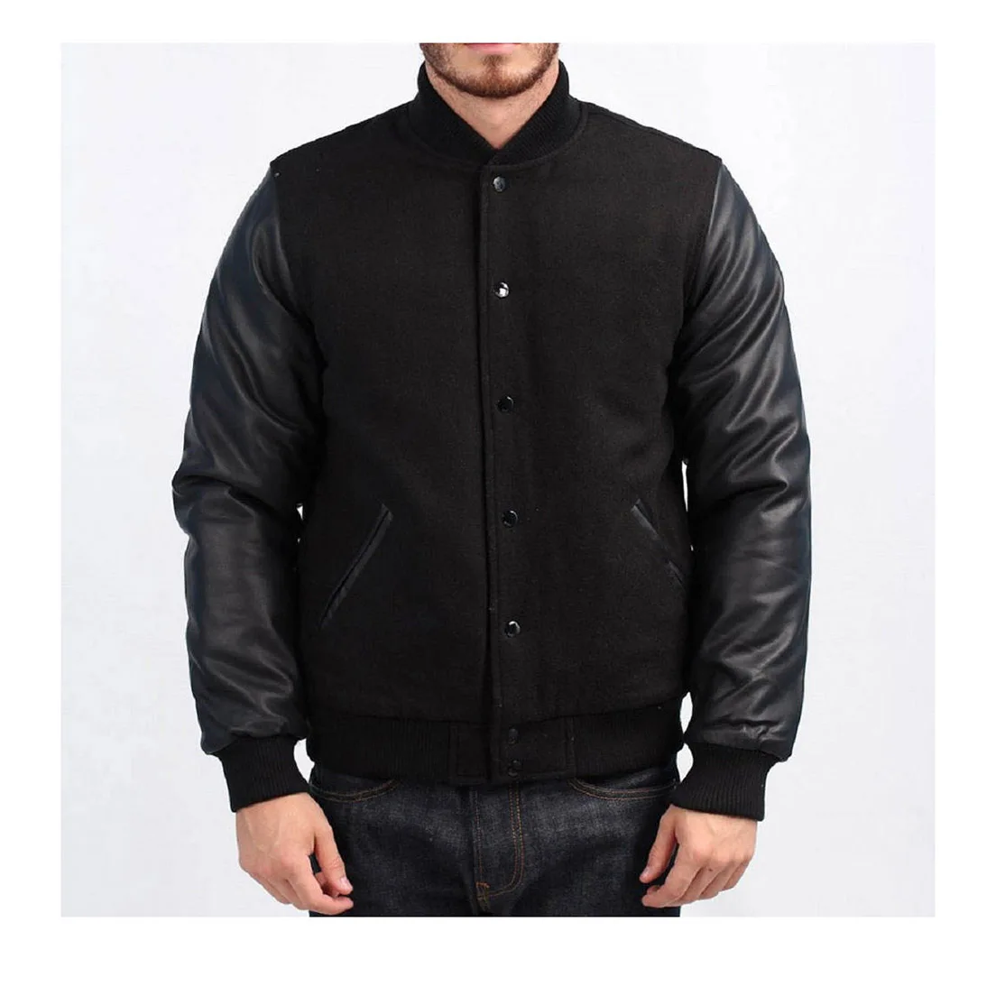 High Quality Varsity Jacket Men Chenille Embroidery Leather Sleeves ...