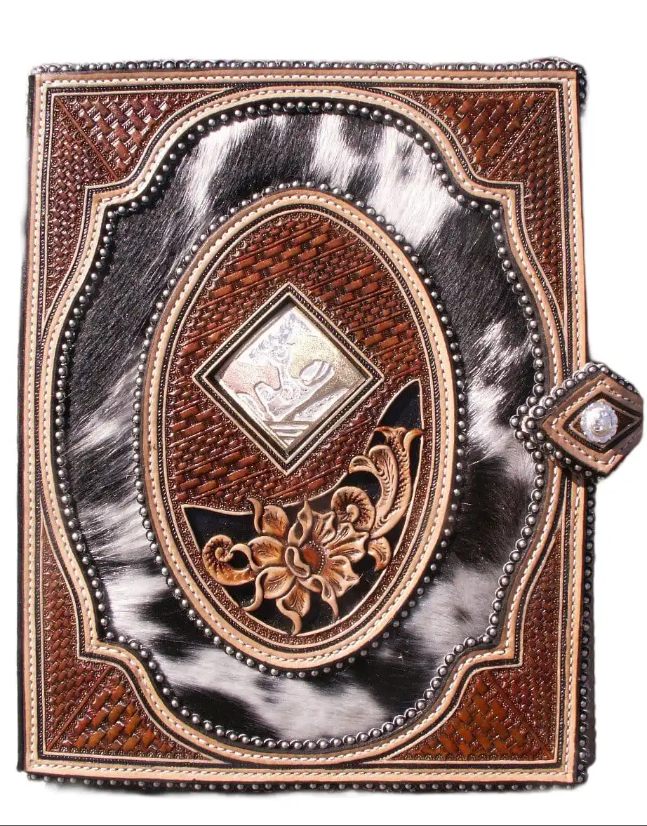 Custom New Design Diary Genuine Leather Cowhide Diary With Floral Hand ...