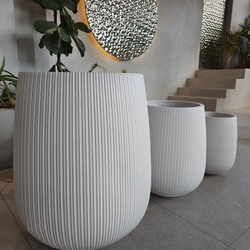 Large Round Garden Planter Pots Clay Flower Pots Tall Fiberglass ...