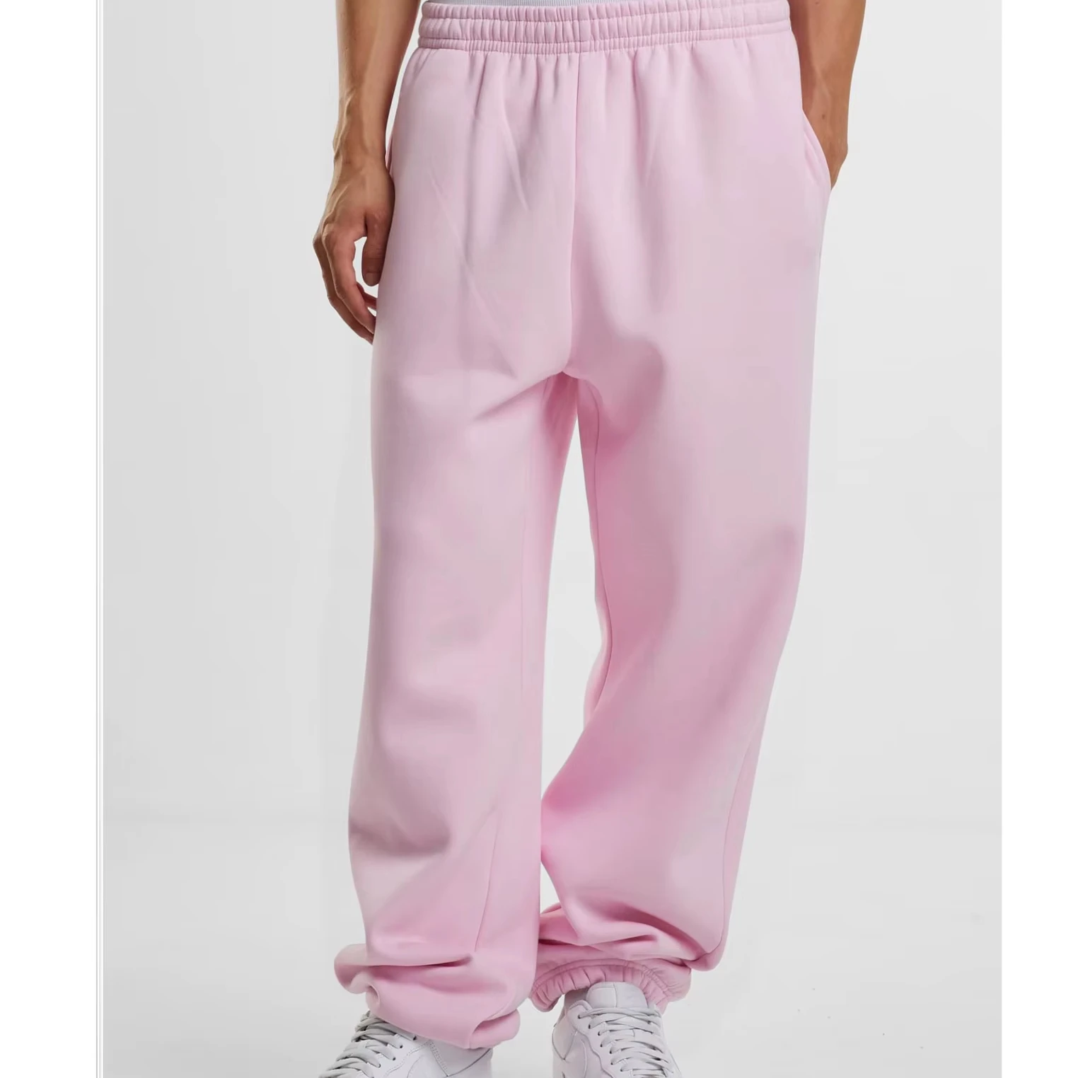 Italy-made Men's O-neck Fluffy Sweatpants 100% Cotton 330 Gsm Solid ...