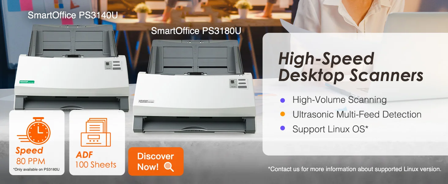 Plustek Document Scanner - High Speed Duplex Color Scanner