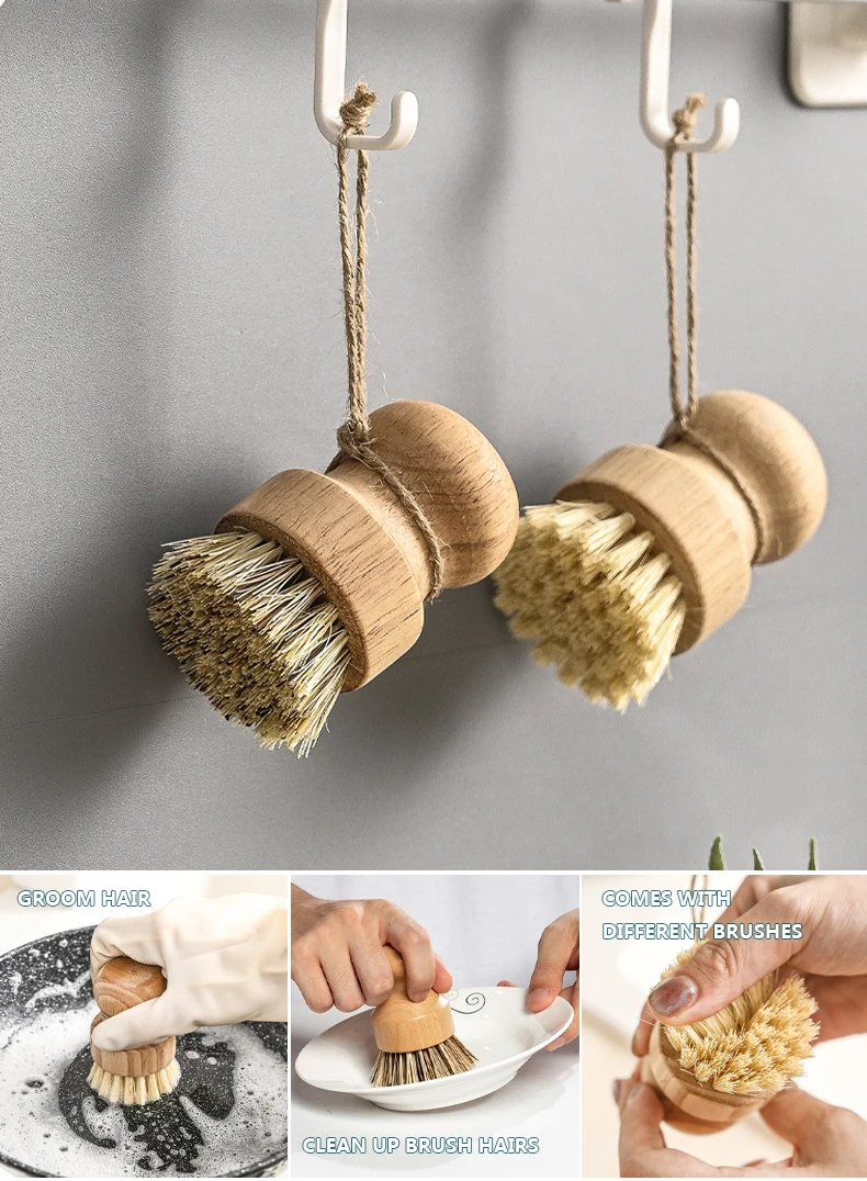 Bamboo Wooden Cleaning Brush For Pot Dish Kitchen Use - Buy Cleaning ...