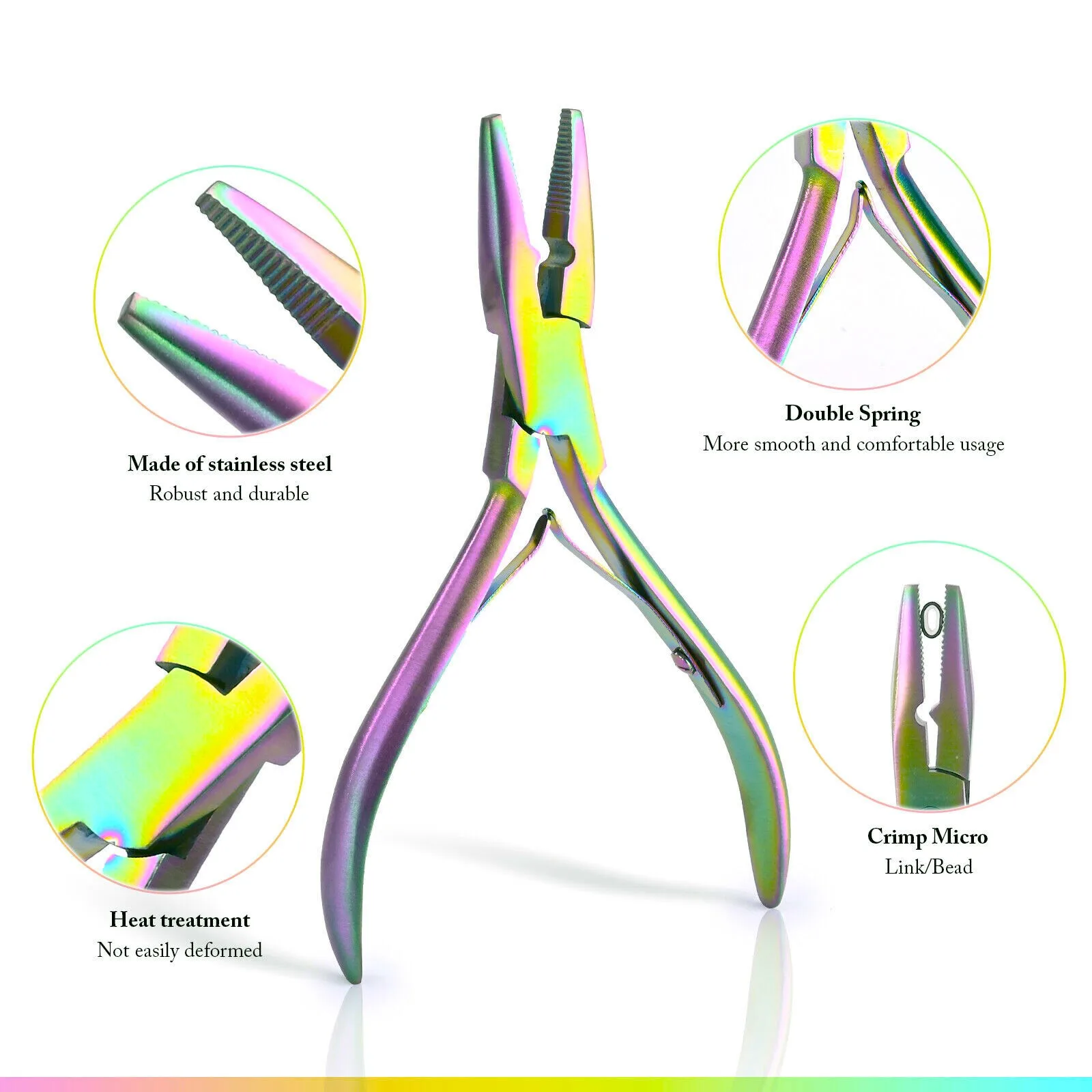 Kounain Stainless Steel Hair Extensions Pliers Rounded Tip Remover Tool ...