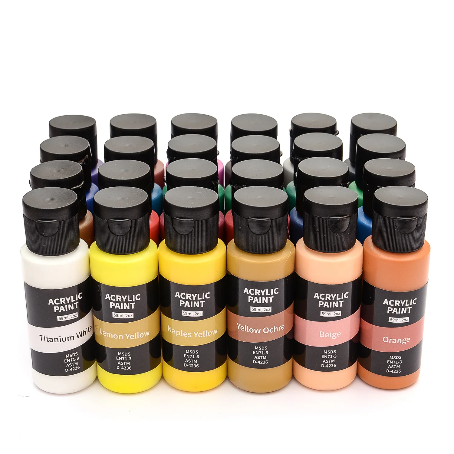 Xinyi Art 24 Colors Rich Pigment 2fl oz 60ml Bottles Acrylic Color Non ...