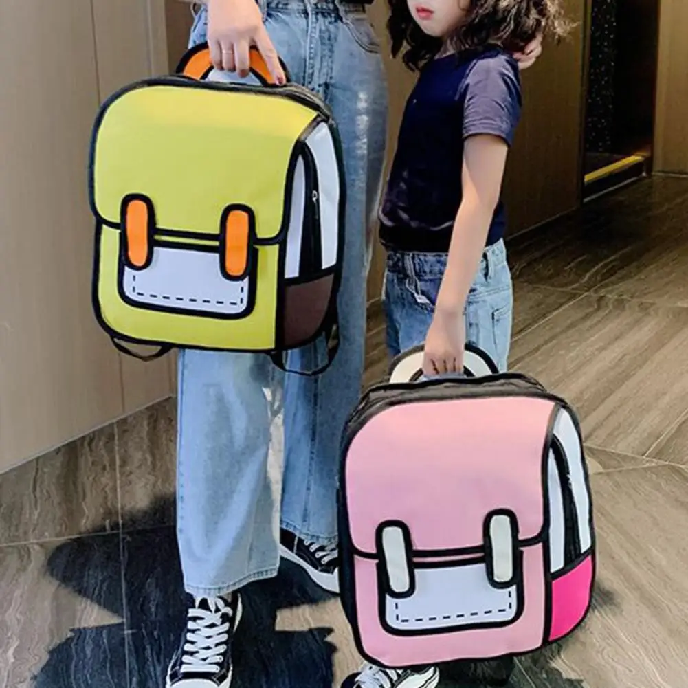 Unisex 2d Drawing Backpack Cute Cartoon School Bag Comic Bookbag For ...