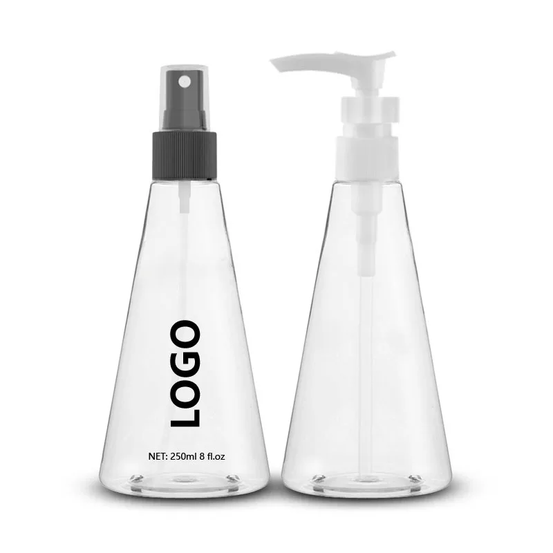 250ml 8oz Clear Pet Plastic Cone Shape Spray Bottle For Lotion Makeup ...