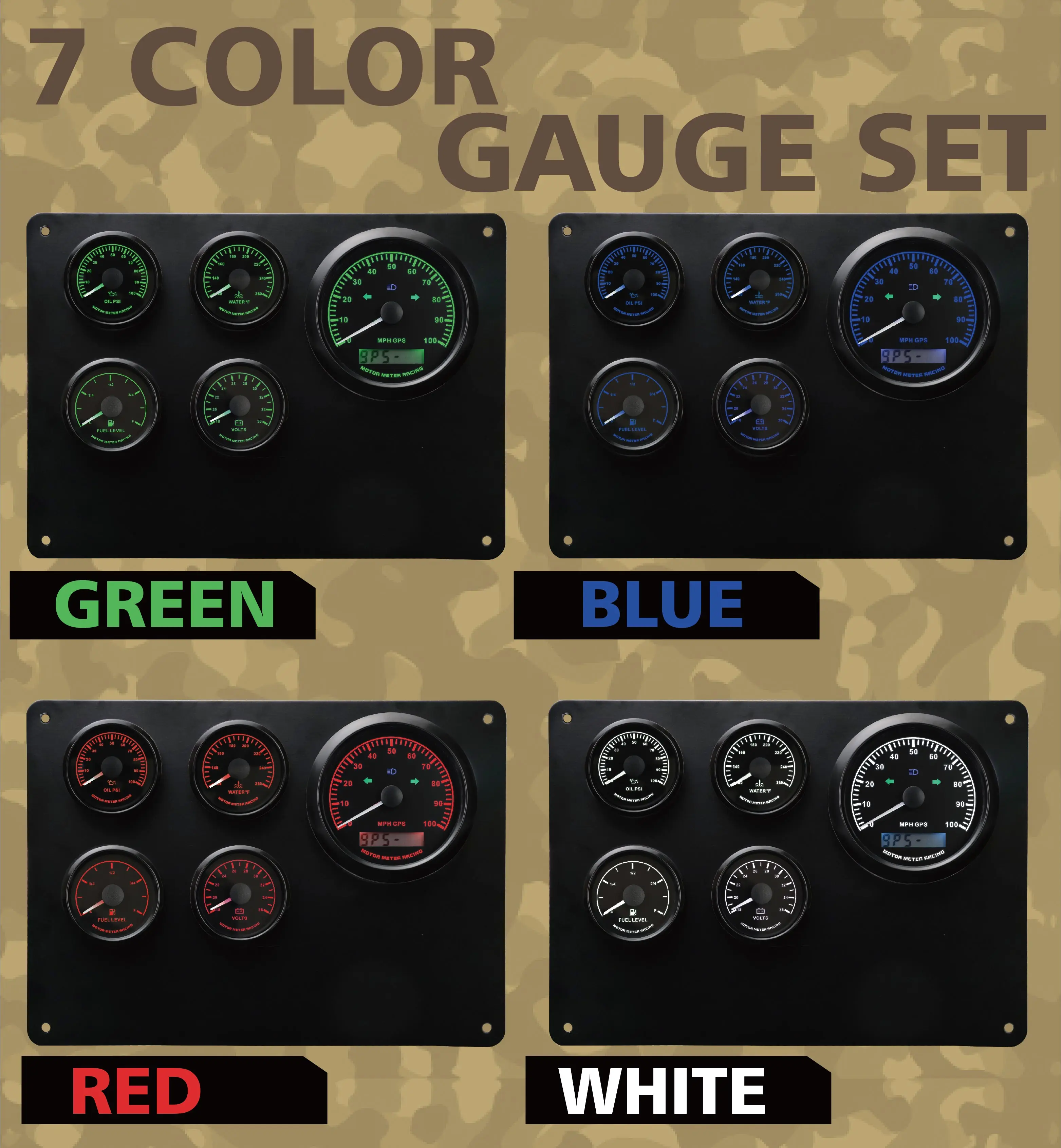 85mm 52mm Electrical Speedometer Oil Pressure Water Temp Fuel Level ...