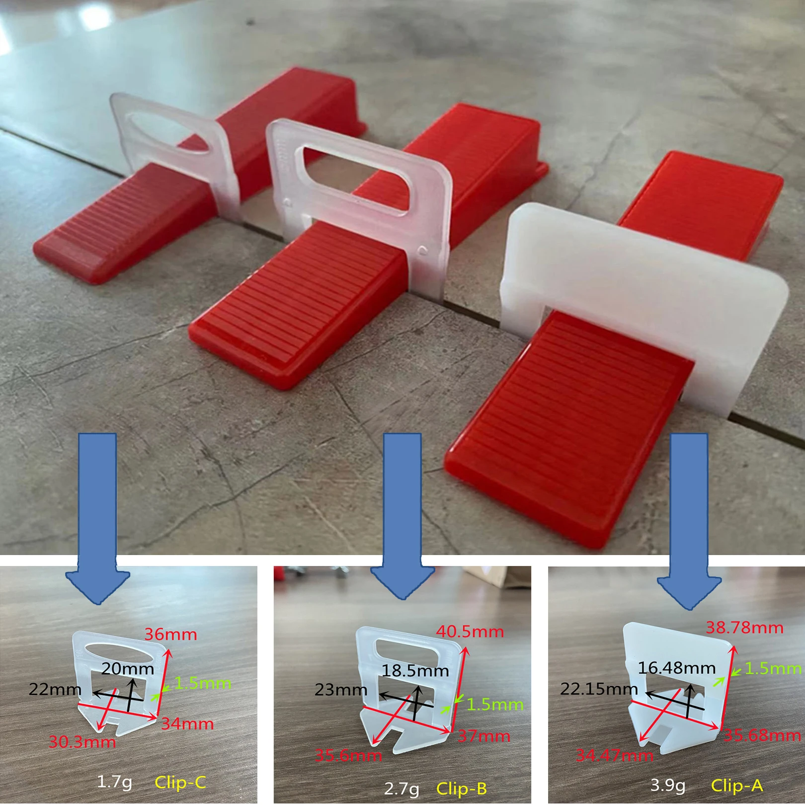 Tile Positioning Leveler System Kits Tile Spacer Levellling System Tiling Tools Plastic Red