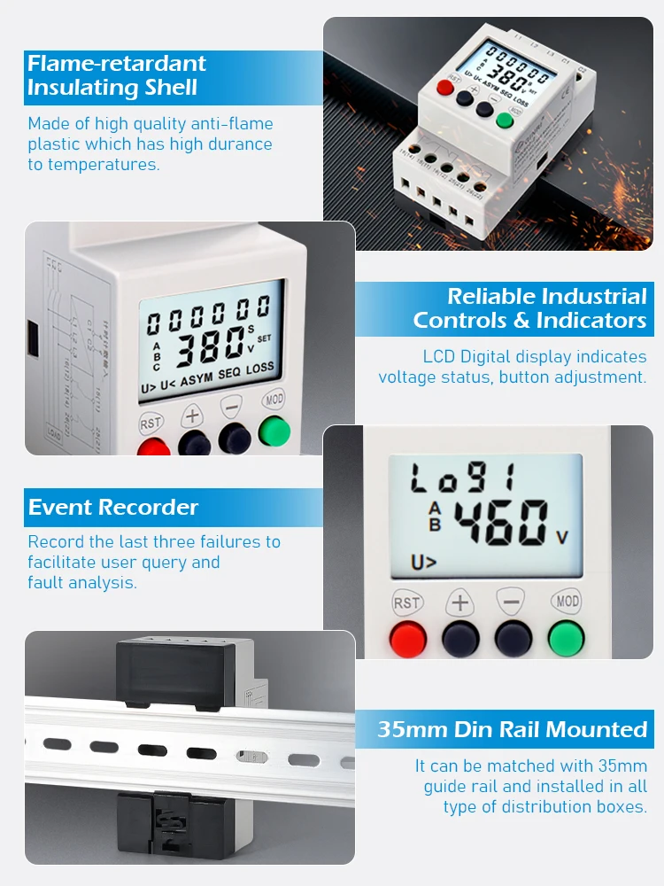 380V Automatic Phase Sequence Corrector Relay | Voltage Monitoring ...