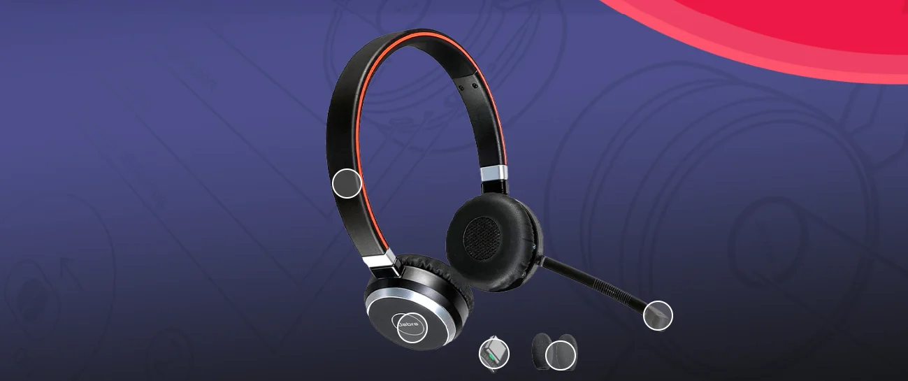 Jabra Evolve 65 Bluetooth Uc Ms (duo) Se Headphones Bluetooth Wireless ...