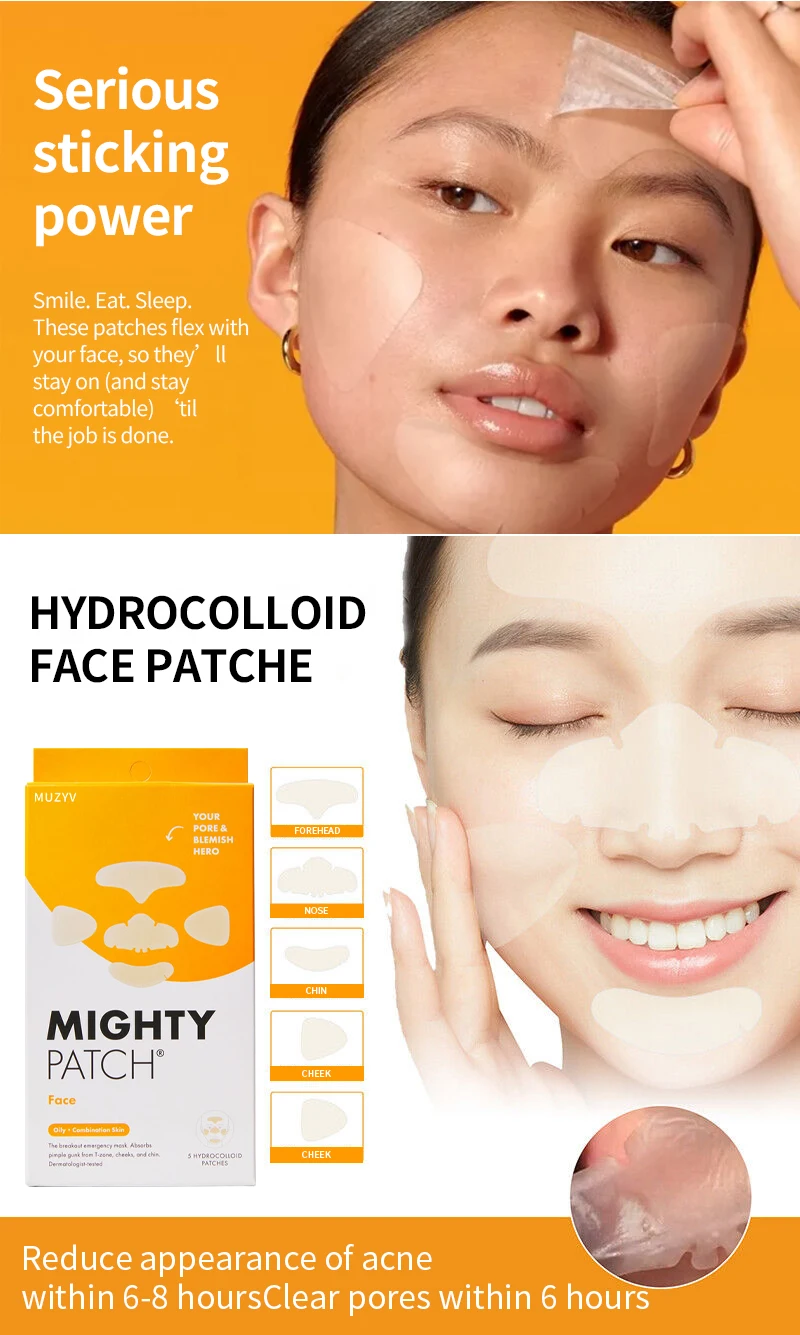 Hydrocolloid Face Mask For Acne 5 Large Pimple Patches For Zit ...
