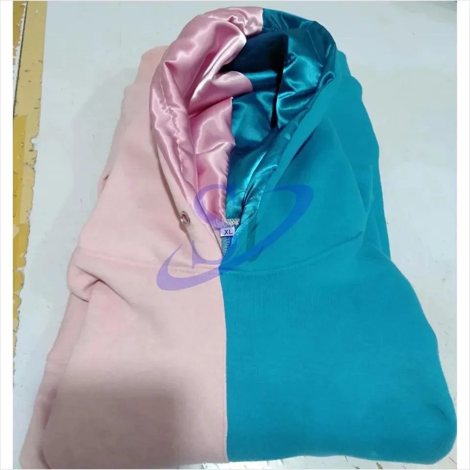 Cotton 2 Color Block Split Joint Hoodies Wholesale Satin Lined Split ...