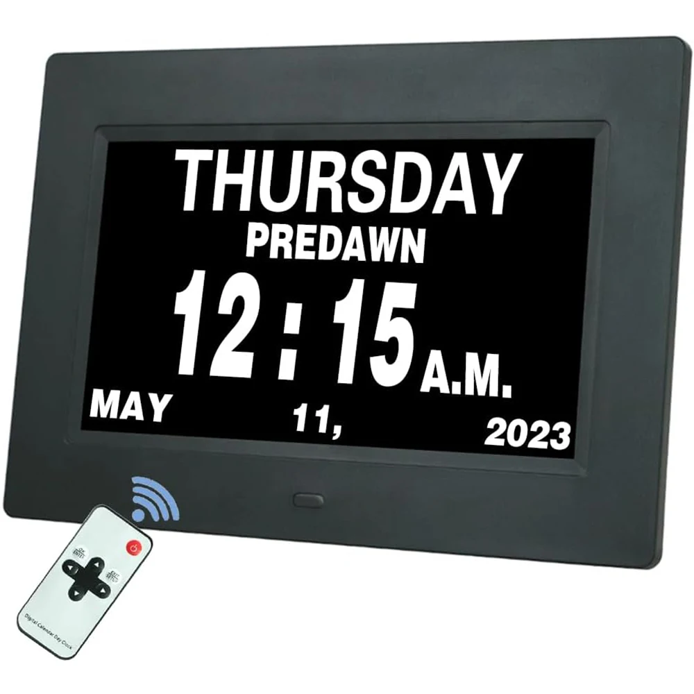 Large Number Digital Calendar Alarm Clock with Hourly Chime
