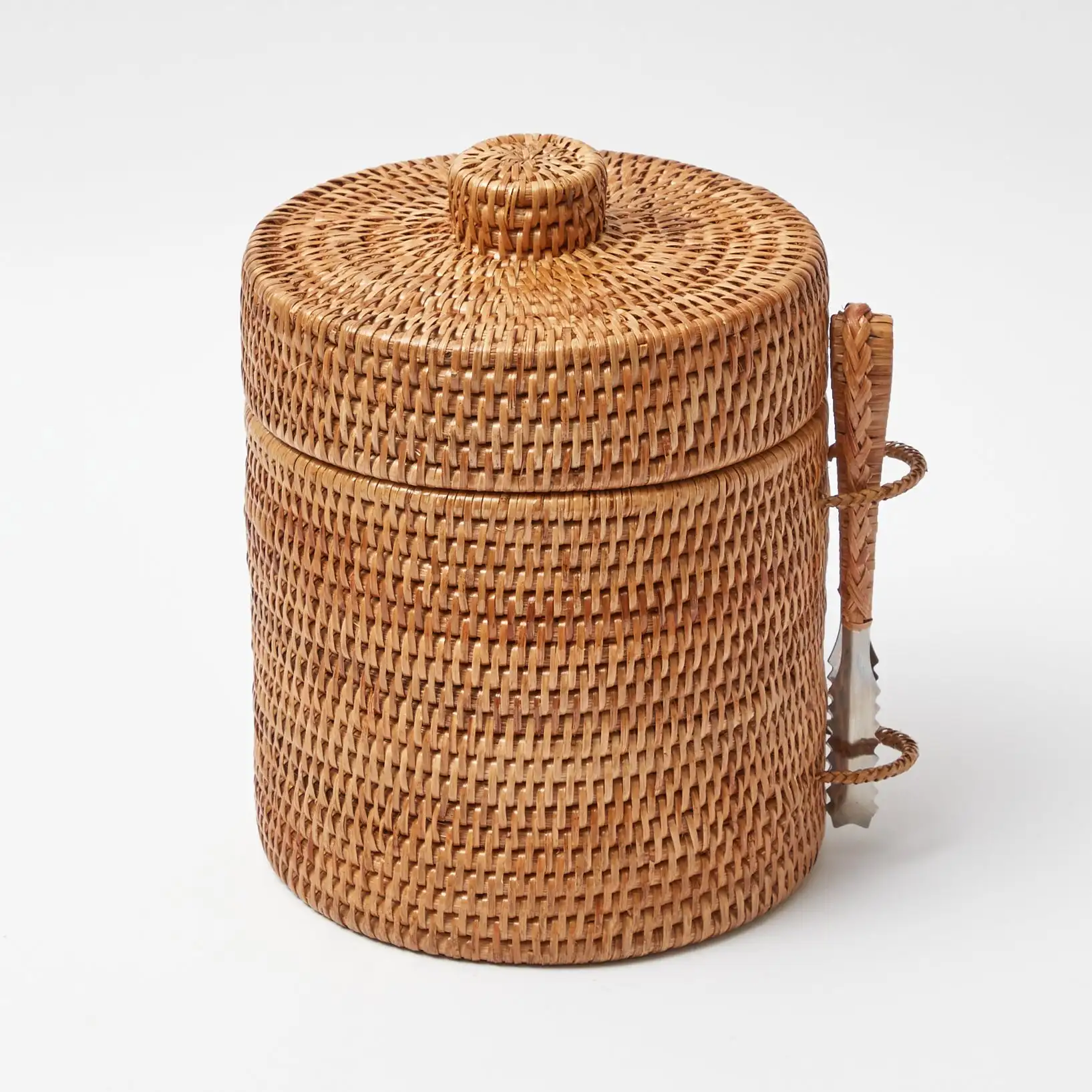 Rattan Wine Cooler Bucket Handwoven Wicker Ice Storage Buckets With Lid ...