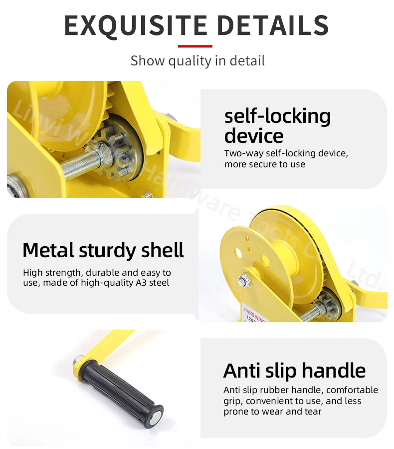 1200Lbs Self-Locking Hand Crank Winch Mini Manual Winch With Brake for ...