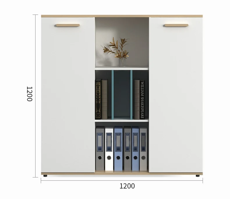 Workstation Wooden Organizer Tall Office Storage Cabinets With 2 ...