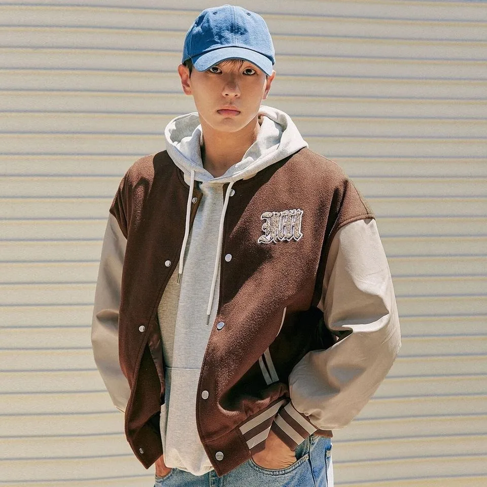Men's Vintage Varsity Jacket Casual Letter Print Patchwork Baseball ...