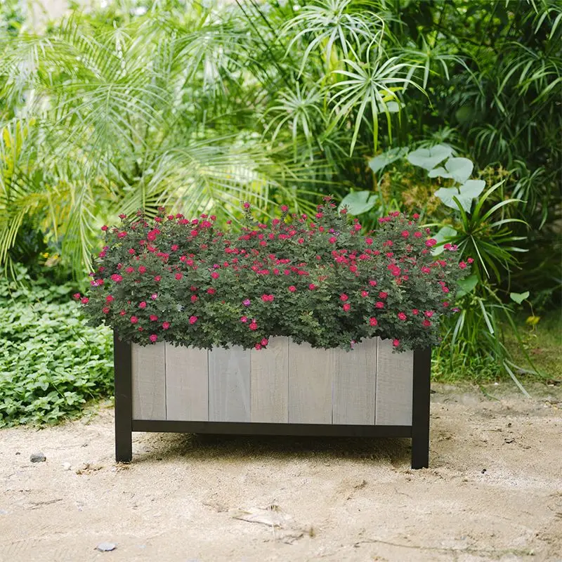 Rectangular Wood Planter Box With Powder-coated Steel Legs - Removable ...