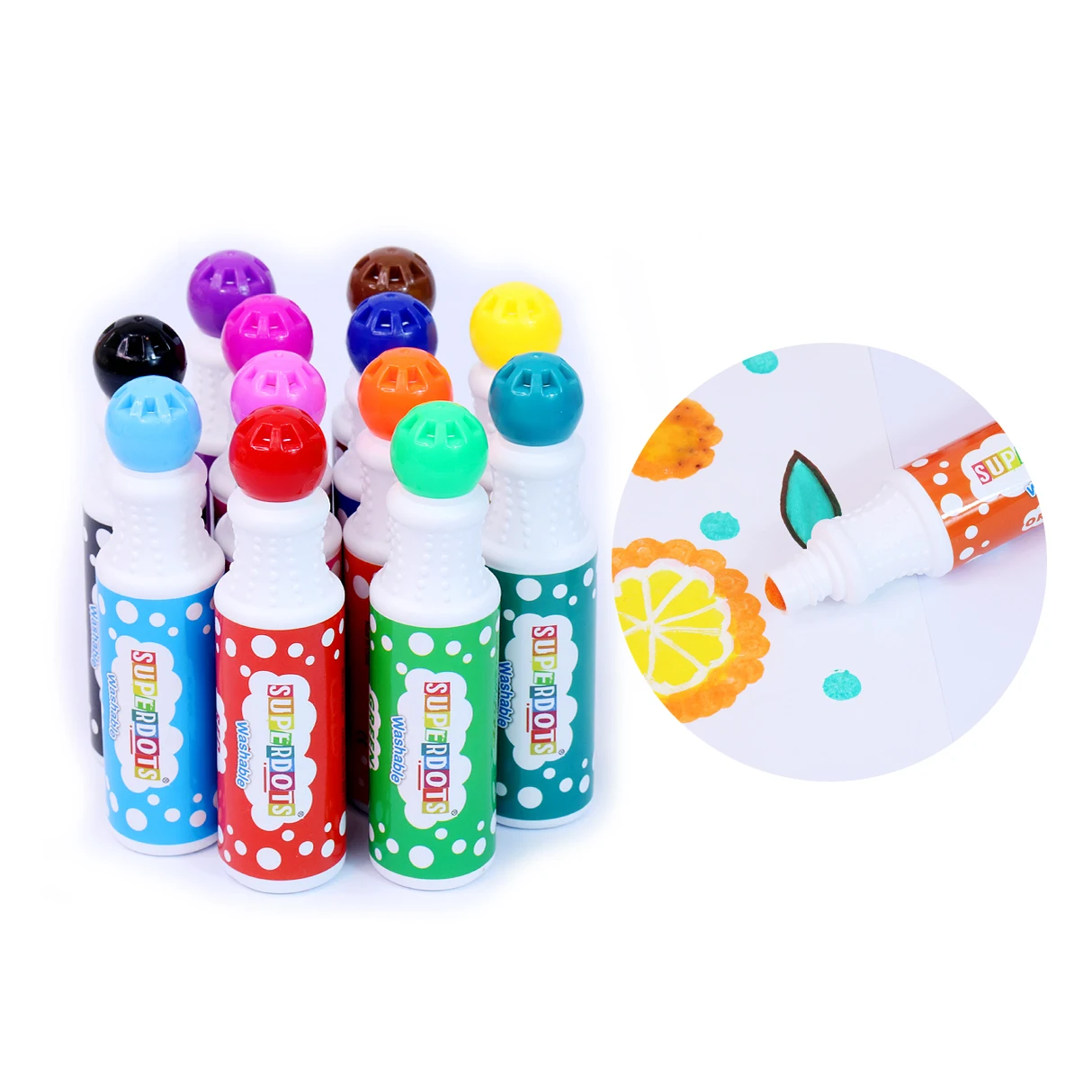 Kids Watercolor Dot Markers,12 Colors Non Toxic Washable Bingo Dabber ...