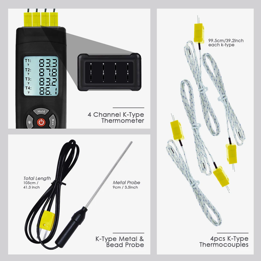 K-Type Digital Thermocouples Thermometer with Probe for Room ...