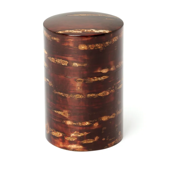 High-quality tea caddy made of traditional Japanese craft "Kabazaiku ...