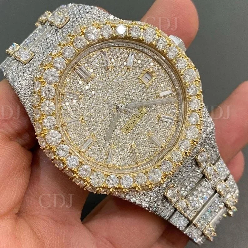 Luxury Iced Out Automatic Mechanical Lab Grown Diamond Watch Fashion ...