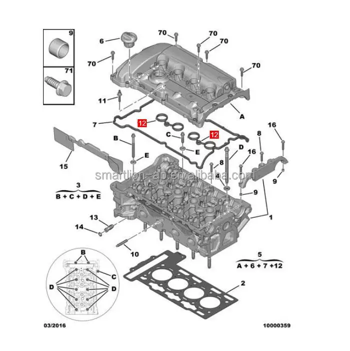 0249E6 0249.E6 + 0249E7 0249.E7 Valve Cover Gaskets for Peugeot 207 308