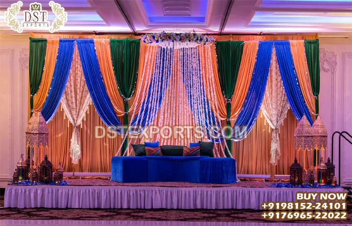 Muslim Wedding Walima Theme Stage Decoration - Colorful Mehndi Night