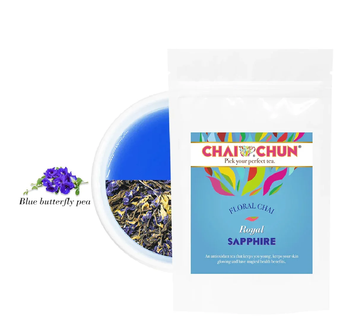 Chai Chun Royal Sapphire Blue Pea Flower Green Tea 50 Gm Pack - Buy ...