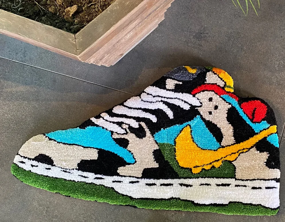 Fluffy Tufted Rug Sneakers Die-cut Shape Carpet Custom Design Hand ...