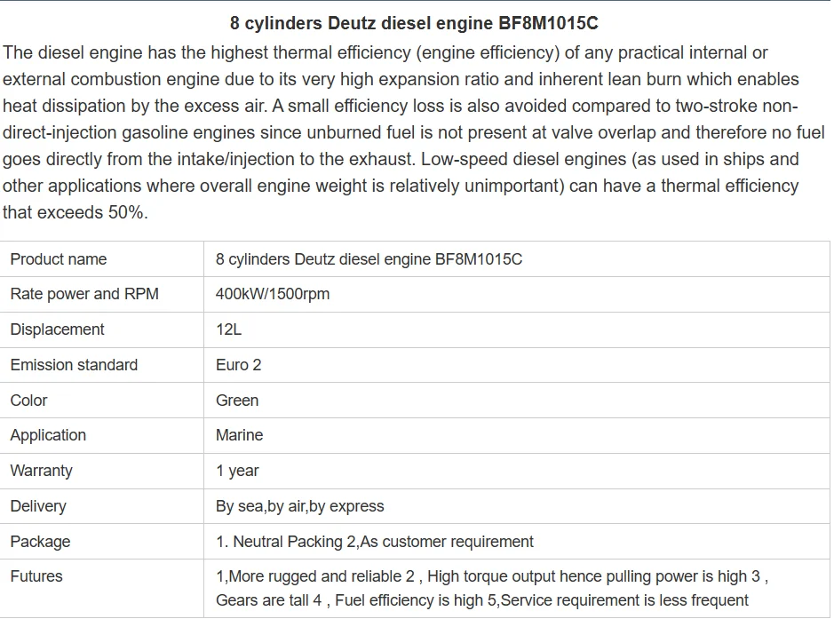 Deutz BF8M1015C - 8-Cylinder Diesel Engine for Power Generation