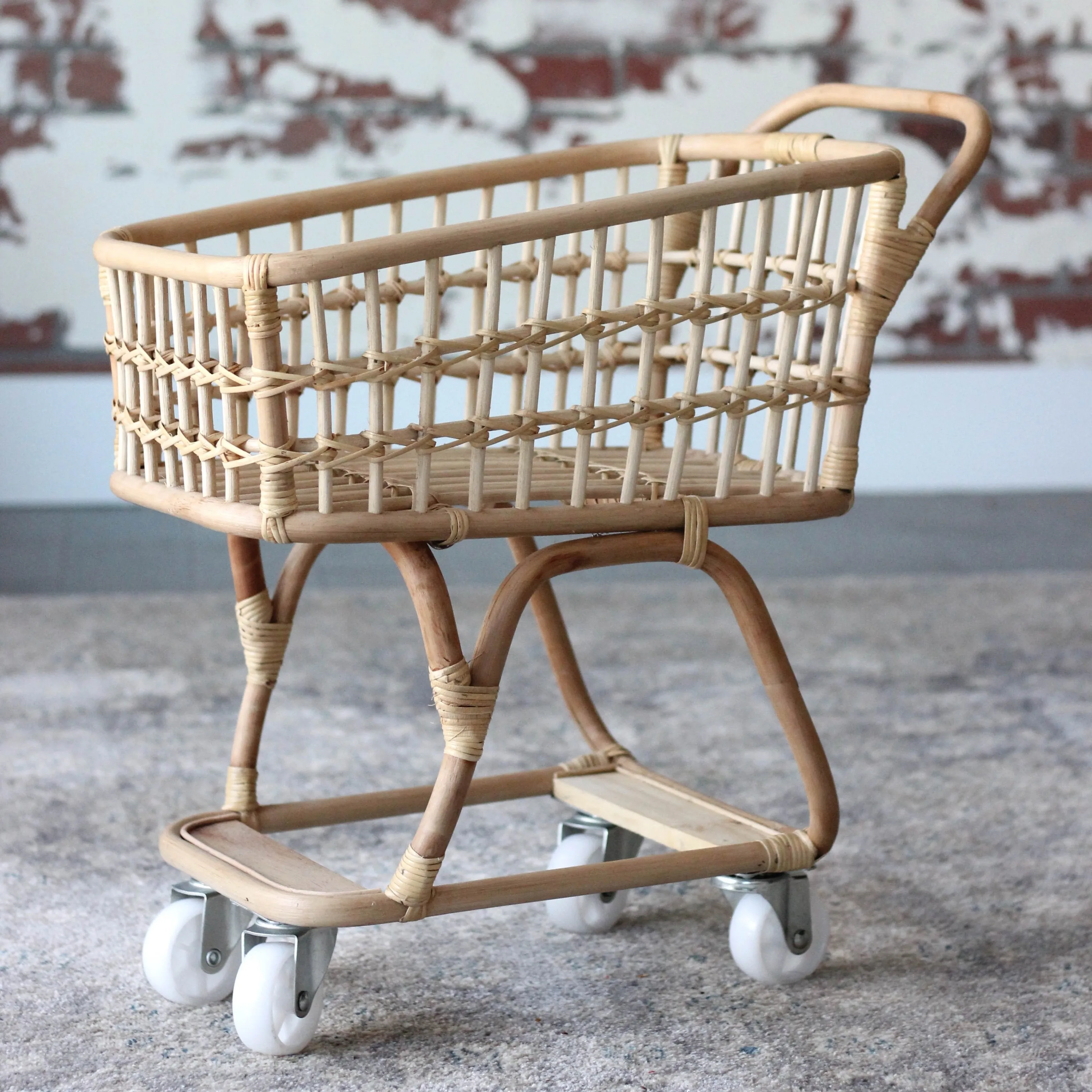 Handmade Rattan Supermarket Carts Small Kids Eco Friendly Natural ...