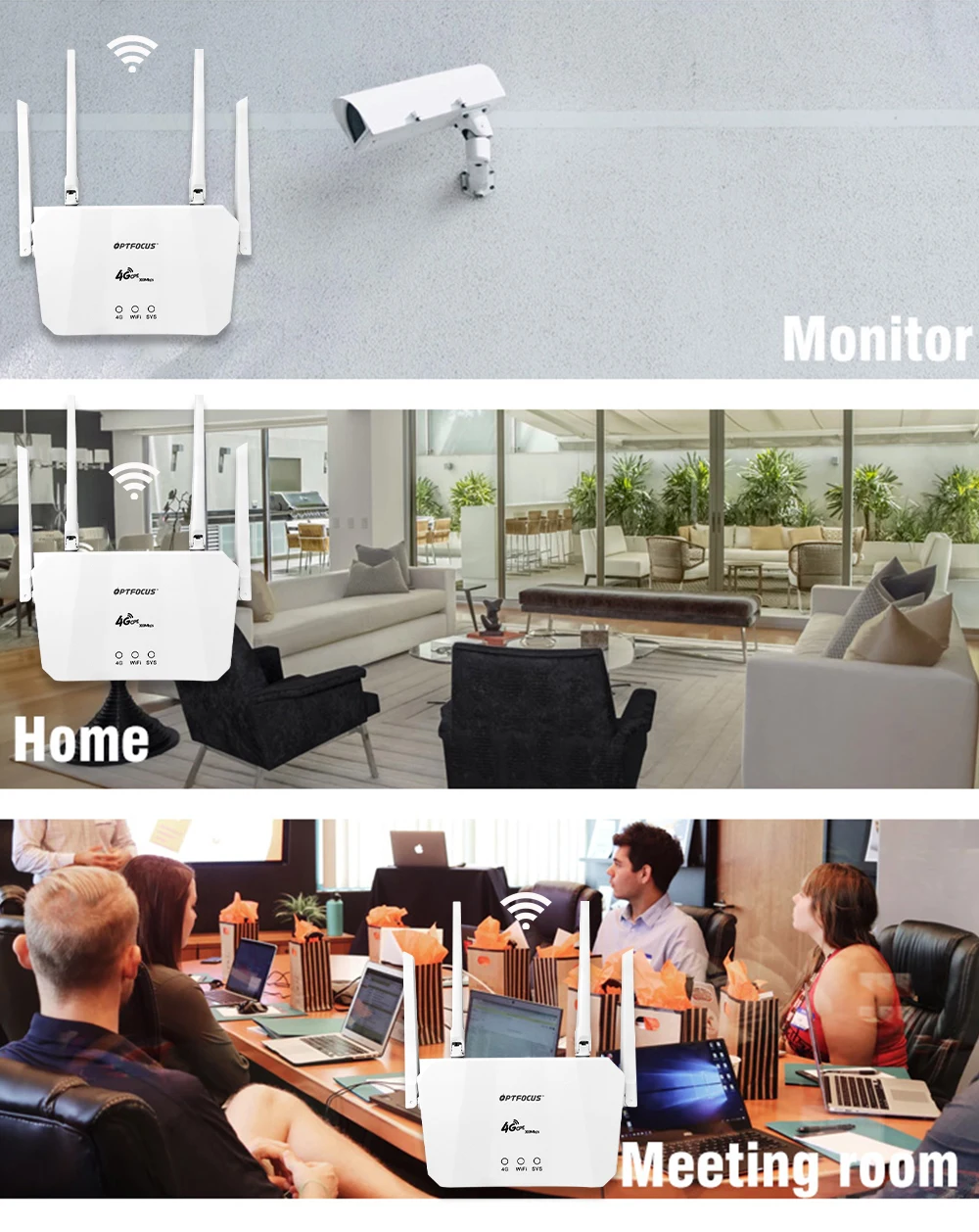 4G Router CAT4 300M Wireless WiFi Home LTE SIM Card CPE With External ...