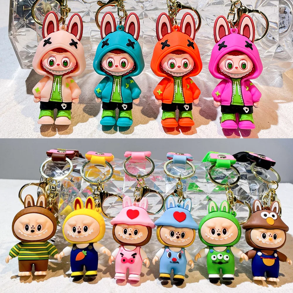 Labubu The Monsters Keychain Labubu Pvc Doll 3d Cartoon Keyrings For ...