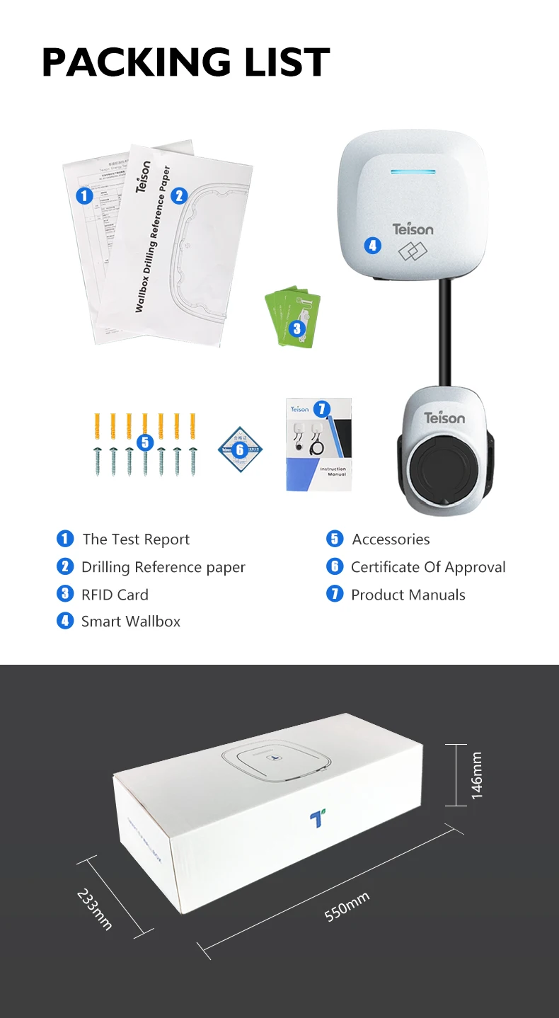 Teison 16a/32a EV Charging Station with APP/WIFI/4G/RFID