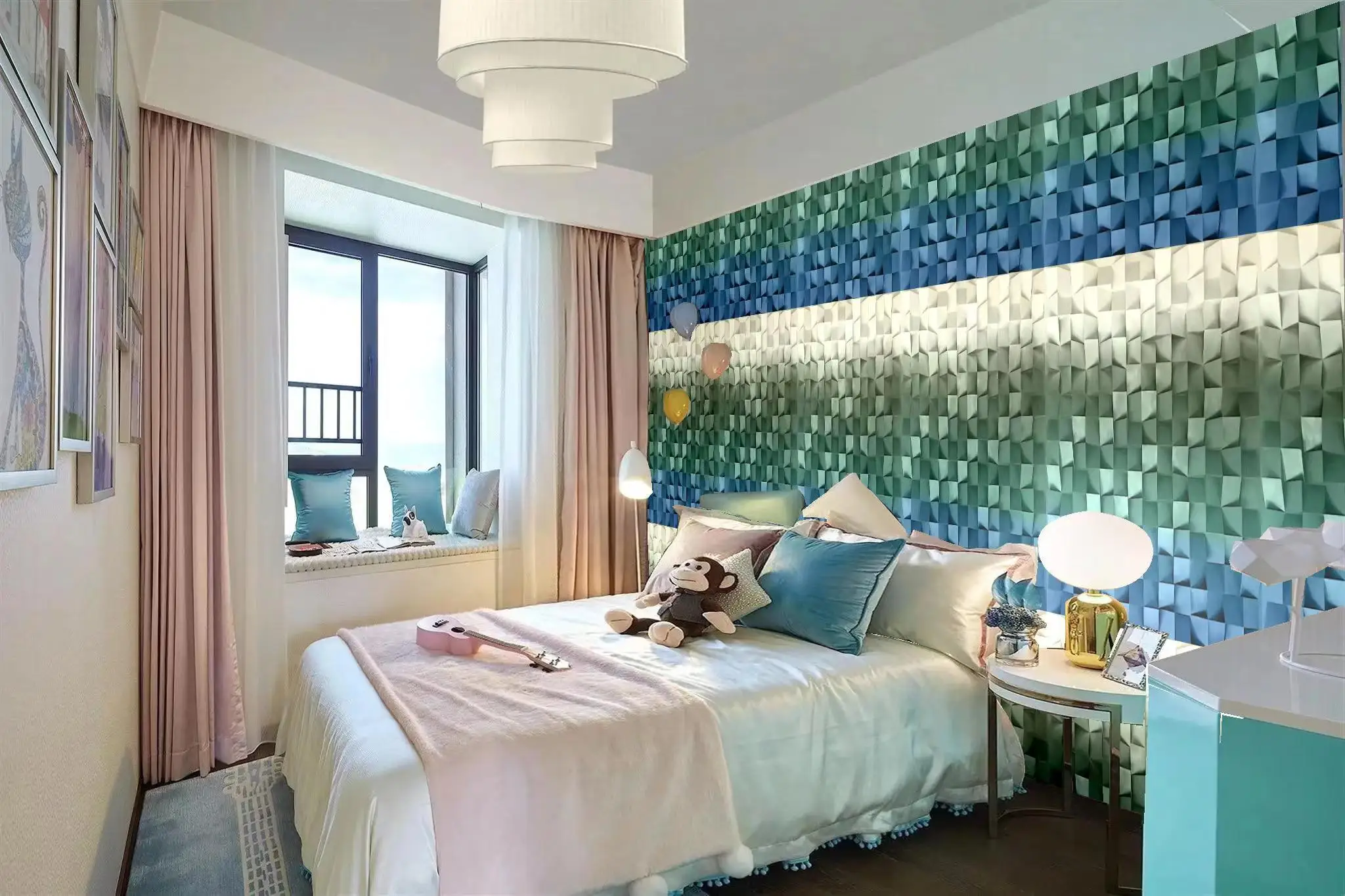 Udk Pvc 45cm 3d Gradient Block Self Adhesive Wallpaper Peel And Stick ...