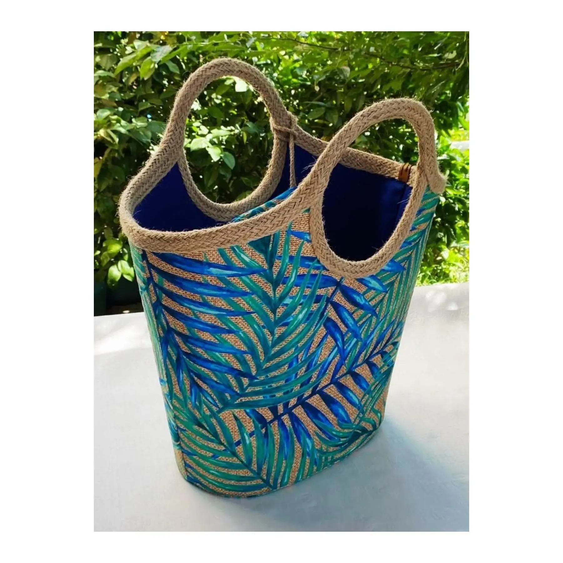 Blue Jute Straw Leaf Beach Bag| Alibaba.com