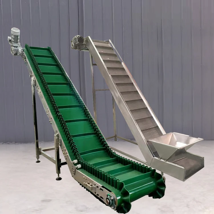 Big Dip Angle Skirt Conveyor / Oem Automatic Incline Elevator / Animal ...